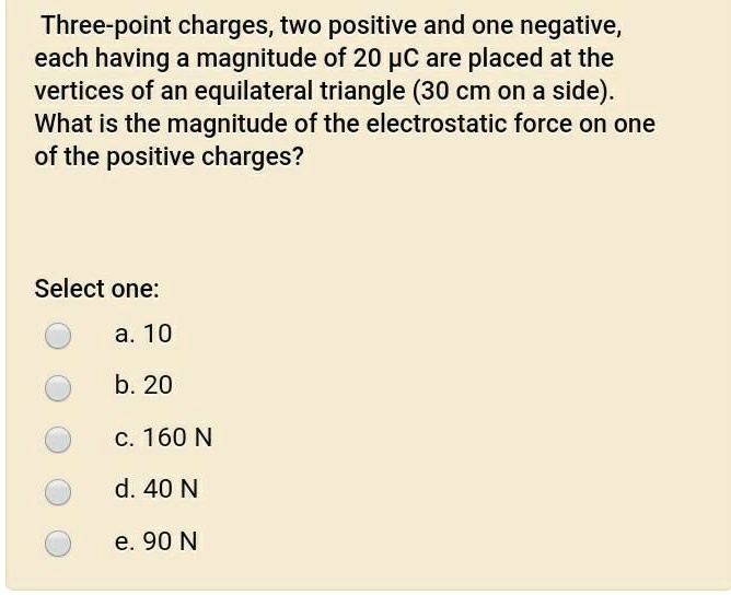 SOLVED: Three-point charges, two positive and one negative, each having a magnitude of 20 pC are ...