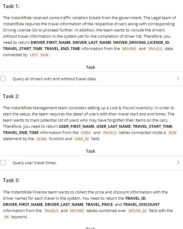 Task 1: The InstantRide received some traffic violation tickets from the government. The Legal ...