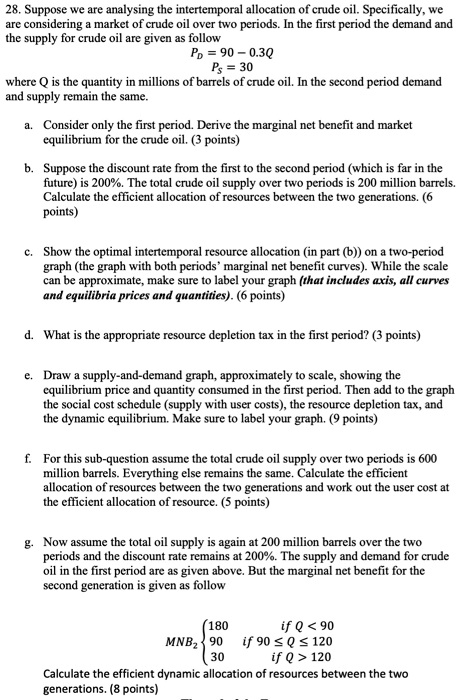 28 suppose we are analysing the intertemporal allocation of crude oil ...