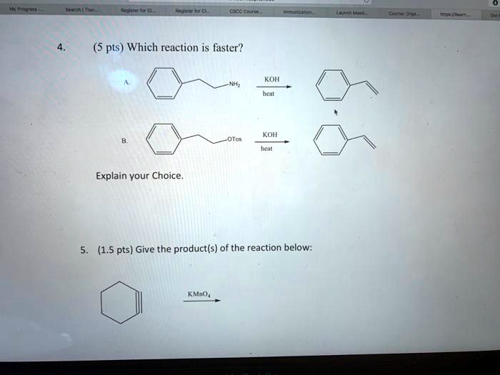 SOLVED: pts) Which reaction is faster? KOl KOH Explain your Choice: (1. ... SOLVED: pts) Which reaction is faster? KOl KOH Explain your Choice: (1. ...