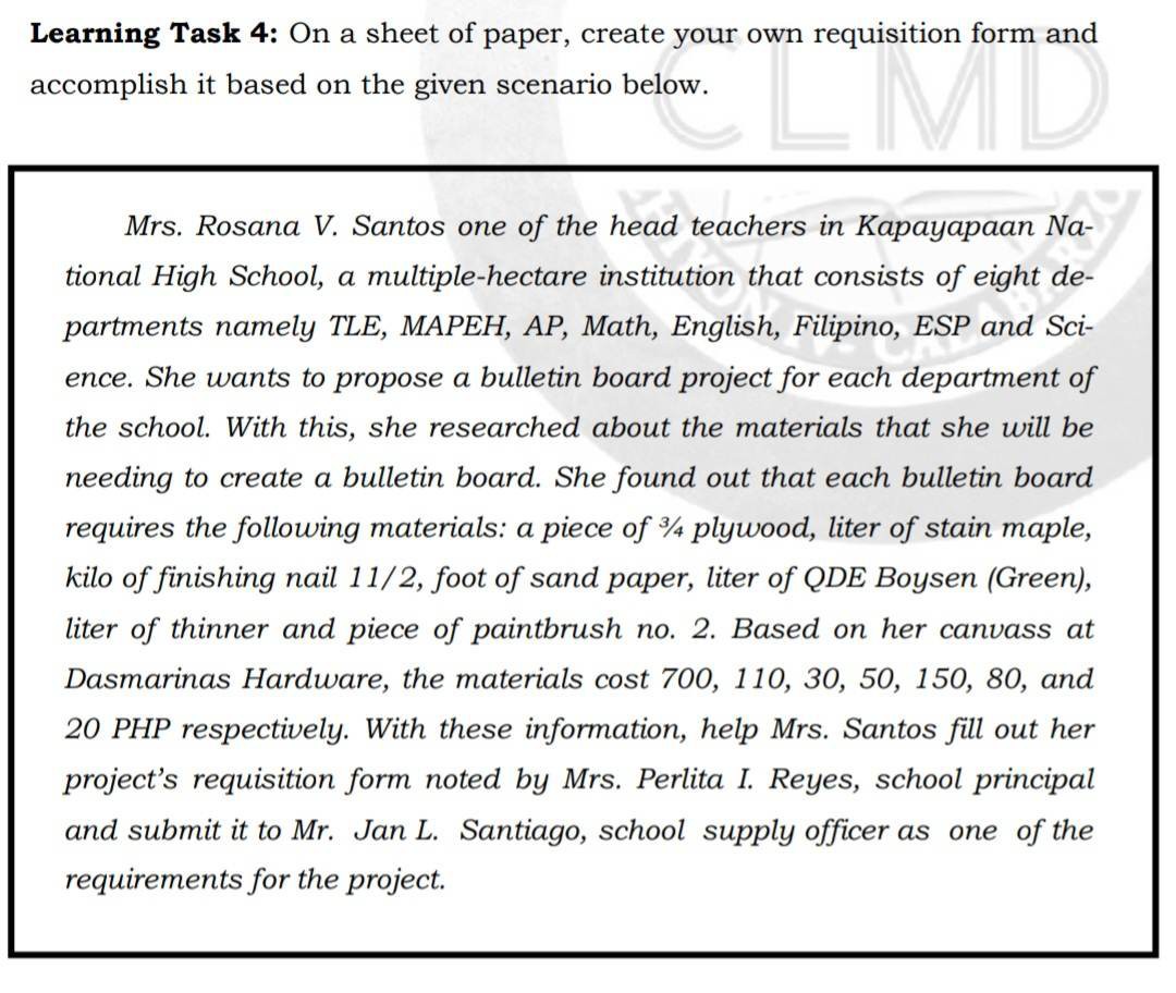SOLVED: Learning Task 4: On a sheet of paper, create your own ...