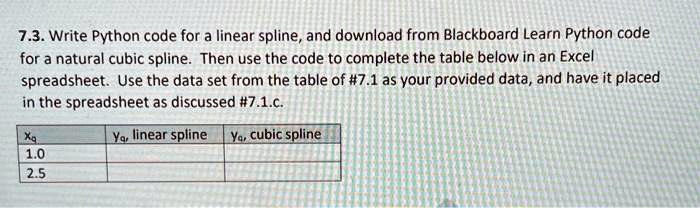 Solved Use Excel And Python Code 73 Write Python Code For A Linear
