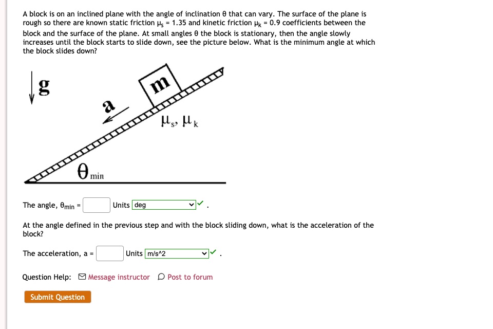 SOLVED: A block is on an inclined plane with the angle of inclination that can valy The surface ...