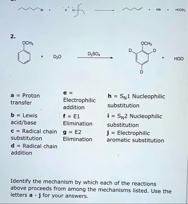 SOLVED: HOCH3; OCH3; OCH3; DSO3; DZO3; HDO3; Proton transfer; h = SN1 ...