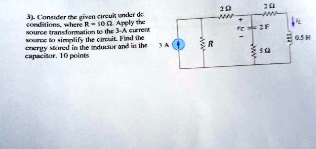 SOLVED: Consider the given circuit under DC conditions, where R = 10 ...