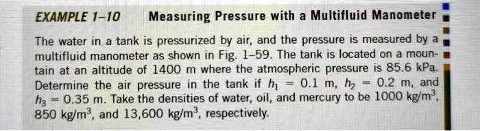 SOLVED: EXAMPLE1-10 Measuring Pressure with a Multifluid Manometer The ...