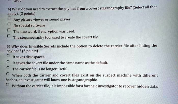 wav 4) What do you need to extract the payload from a covert ...
