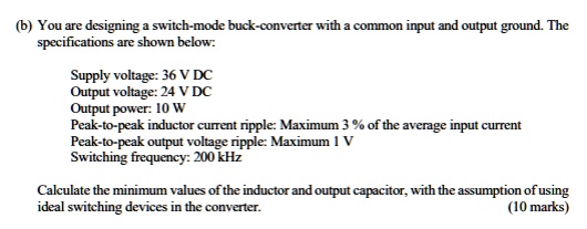 Solved Calculate The Minimum Values Of The Inductor And Output