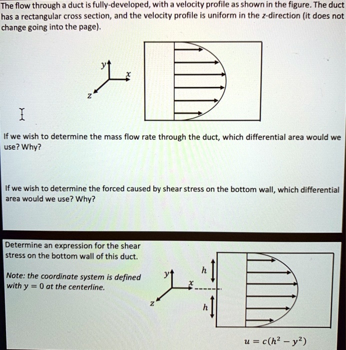 SOLVED: The flow through a duct is fully-developed, with a velocity profile as shown in the ...