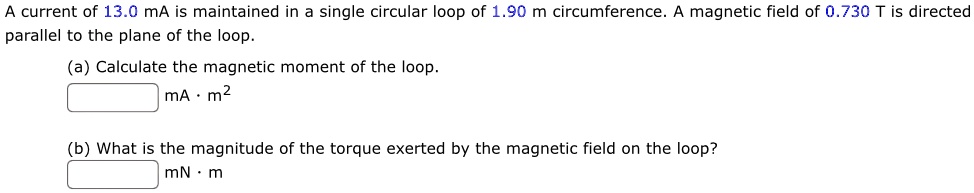 a current of 130 ma is maintained in a single circular loop of 190 m ...