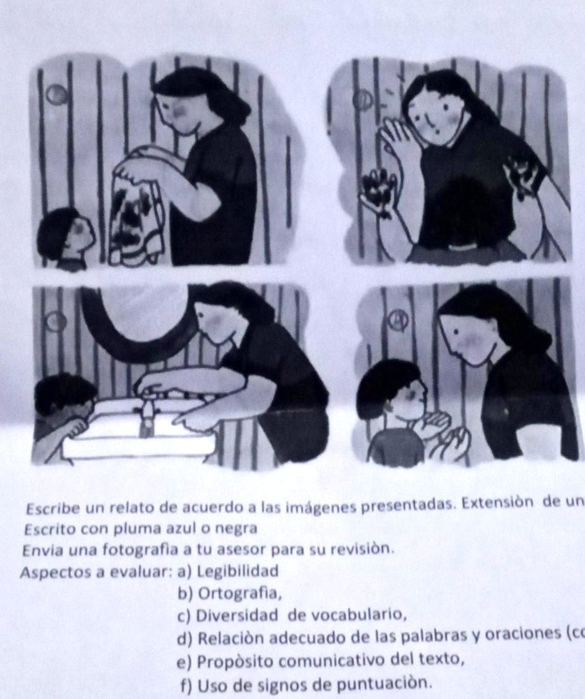 SOLVED: Escribe un relato de acuerdo a las imágenes presentadas ...
