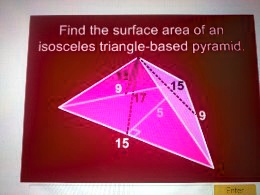 Find the surface area of an isosceles triangle-based...