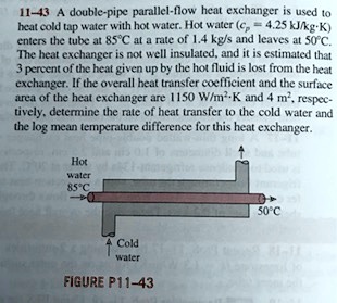 11-43 A double-pipe parallel-flow heat exchanger is used to heat cold ...
