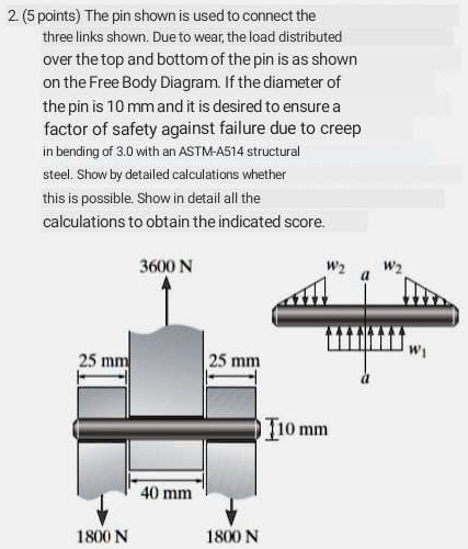 SOLVED: 2 (5 points) The pin shown is used to connect the three links ...