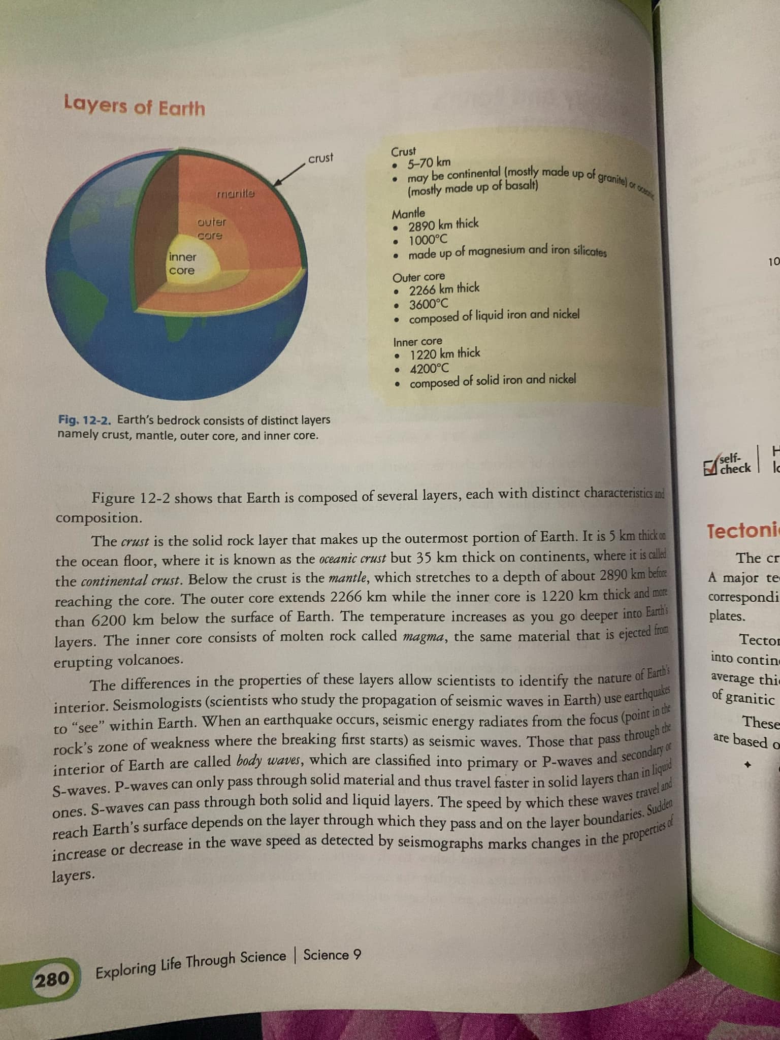 Layers of Earth Fig. 12-2. Earth's bedrock consists of distinct layers ...