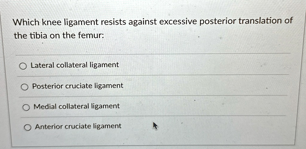 Which knee ligament resists against excessive posterior translation of ...