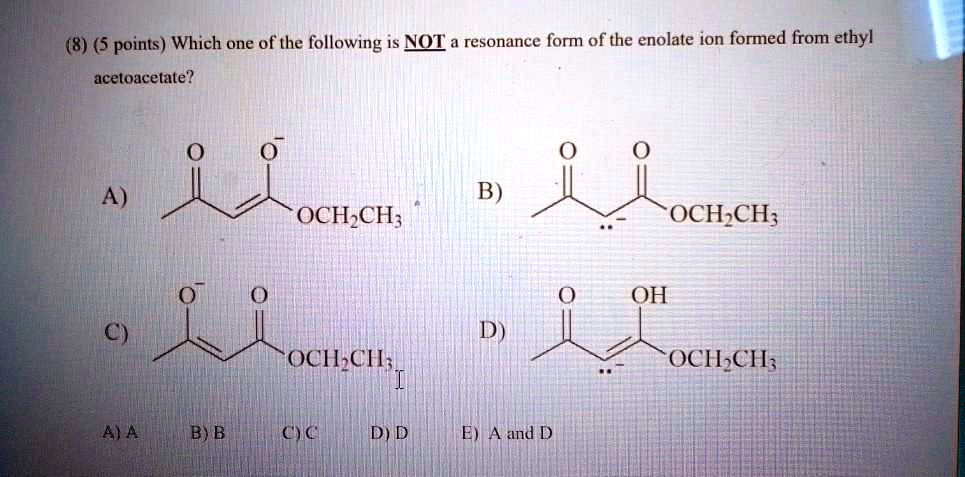 SOLVED: Which one of the following is a resonance form of the enolate ...