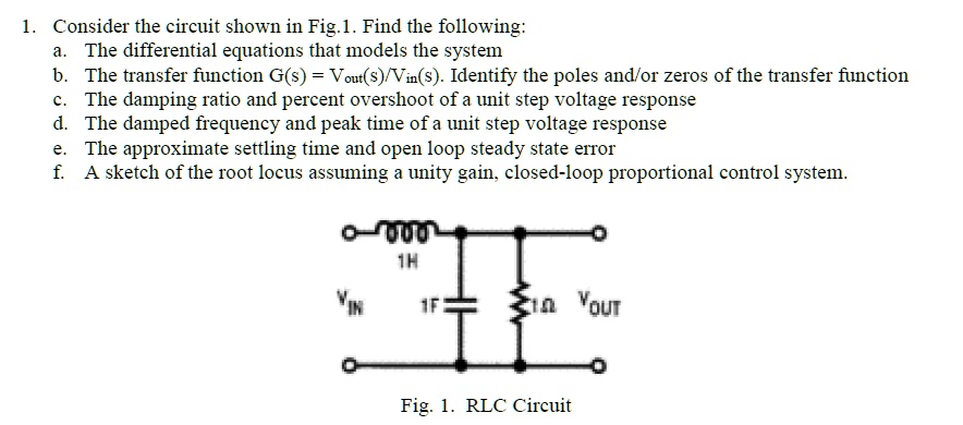 SOLVED: Consider the circuit shown in Fig. 1. Find the following: a ...