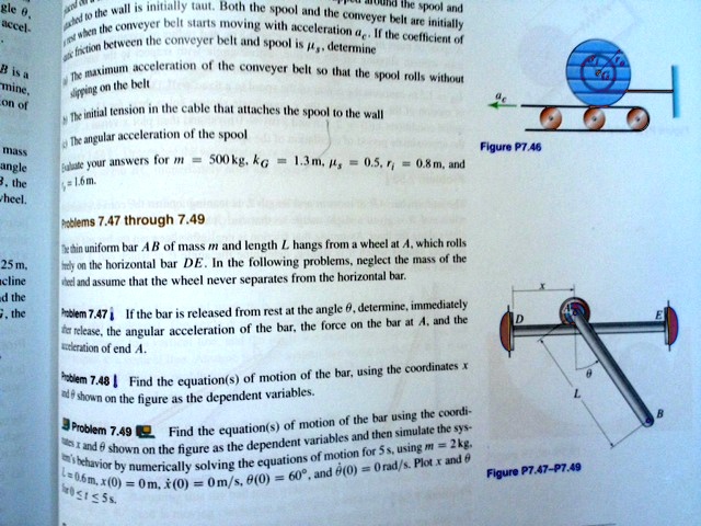 SOLVED: How could I plot problem 7.49 using python? Given a uniform bar AB of mass m and length ...
