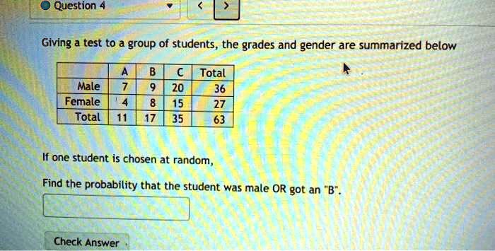 SOLVED: Question Giving test to a group of students, the grades and ...