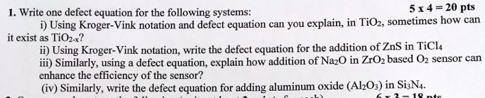 Solved 1 Write One Defect Equation For The Following Systems 54 20