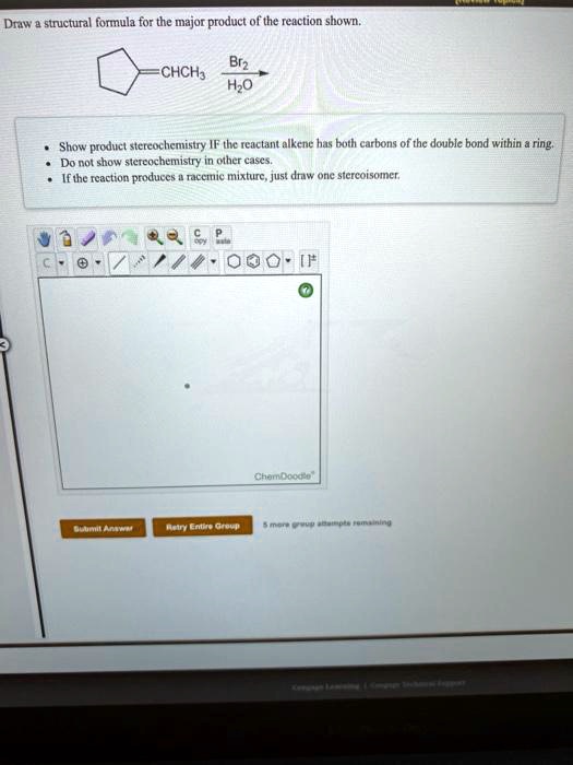 SOLVED: Draw structural formula for the major product of the reaction shown; CHCHj Brz Hzo Show ...