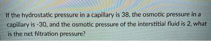 SOLVED:If the hydrostatic pressure in a capillary is 38, the osmotic ...