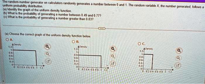 Solved The Random Number Generator On Calculators Randomly Generates A Number Between 0 And 1