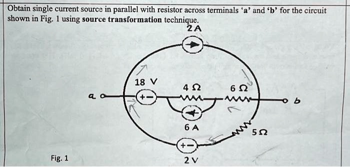 obtain a single current source in parallel with a resistor across ...