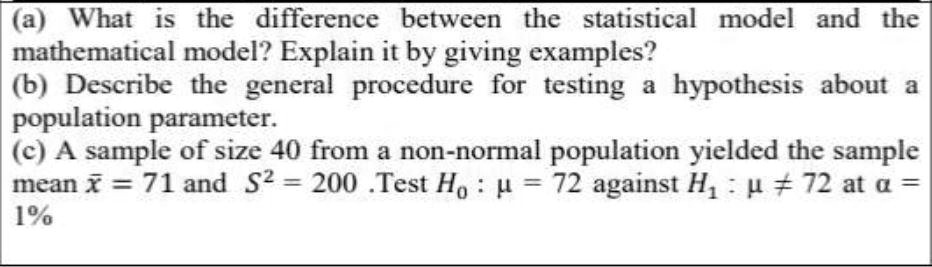 SOLVED: What IS the difference between the statistical model and the ...