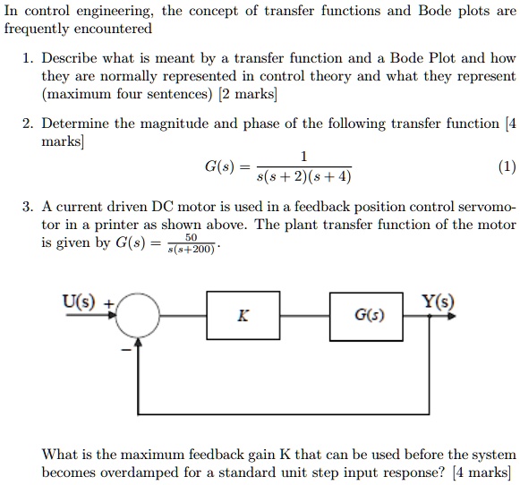 In control engineering, the concept of transfer functions and Bode plots are frequently ...