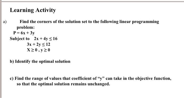 SOLVED:Learning Activity Find the corners of the solution set to the ...