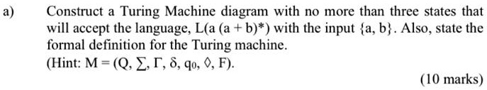 Solved Construct A Turing Machine Diagram With No More Than Three 6395
