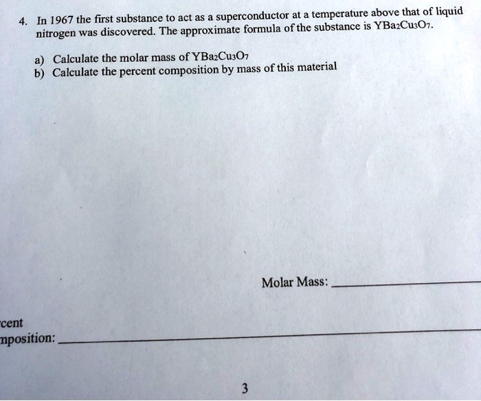 SOLVED: In 1967 the first substance t0 act as a superconductor at temperature above that of ...