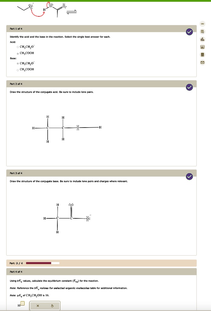 SOLVED: Texts: 8 Part 1 of 4 Identify the acid and the base in the ...