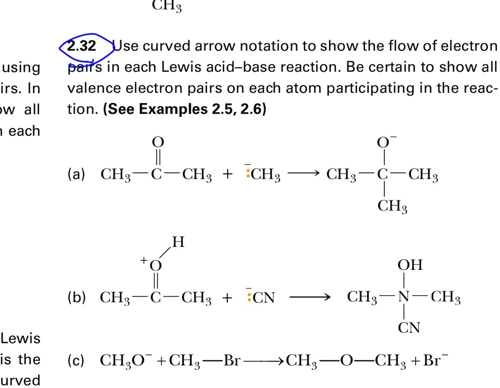 CH3 using irs. In ow all each 2.32 Use curved arrow notation to show ...