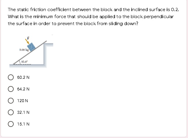 The static friction coefficient between the block and the...