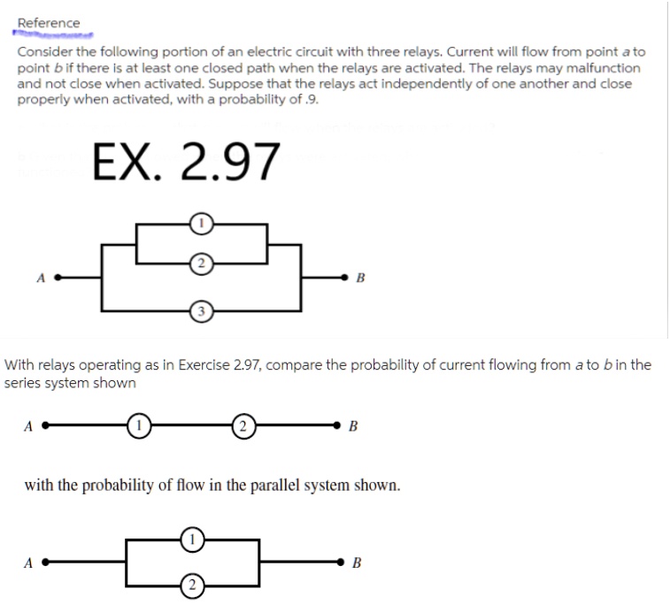 Consider the following portion of an electric circuit with three relays. Current will flow from ...