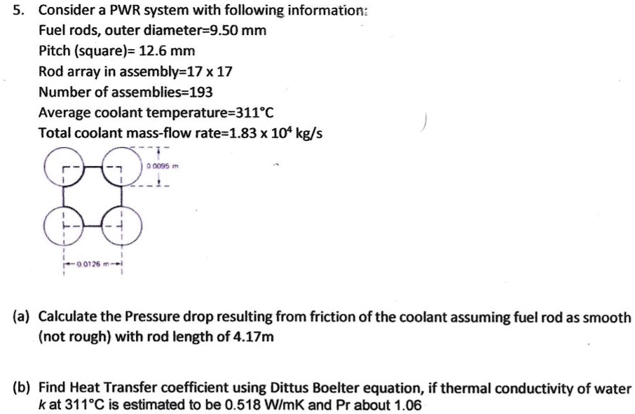 5. Consider a PWR system with following information: Fuel...