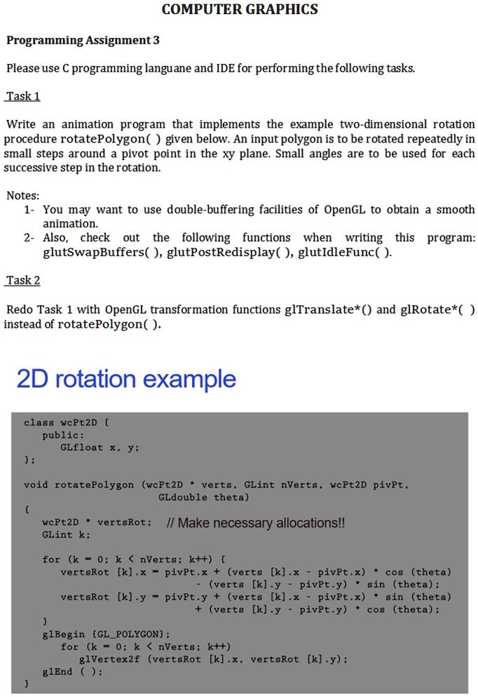 Solved Computer Graphics Programming Assignment 3 Please Use C Programming Languane And Ide For