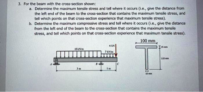 3. For the beam with the cross-section shown: a. Determine the maximum ...