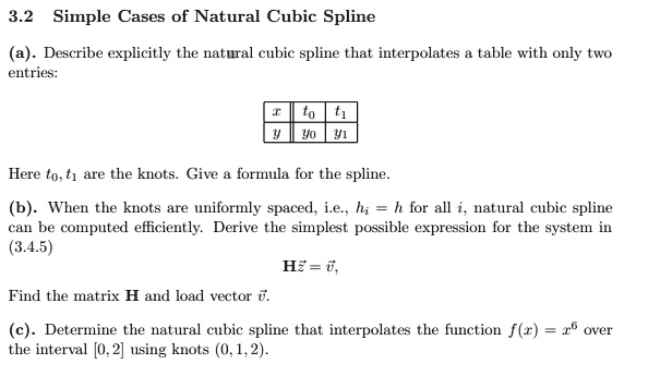 32 simple cases of natural cubic spline a describe explicitly the ...