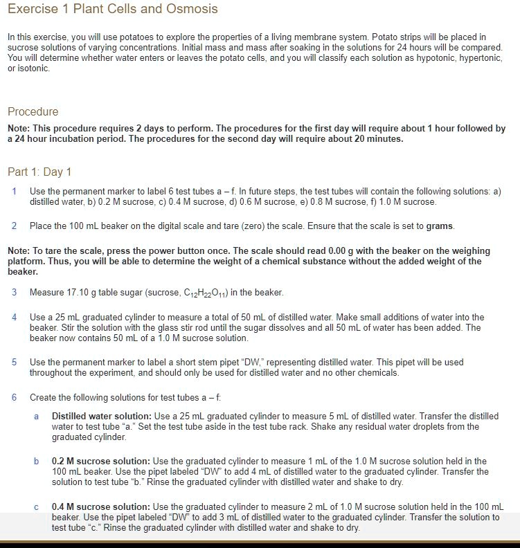 Exercise: Plant Cells and Osmosis In this exercise, you will use ...