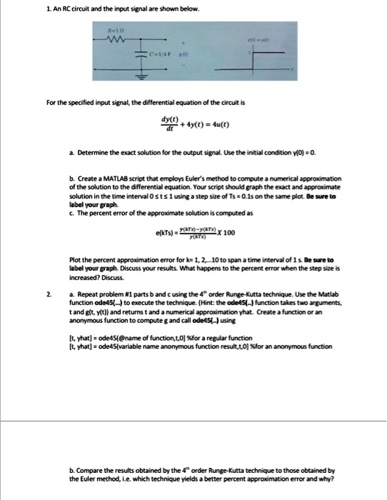 SOLVED: An RC circuit and the input signal are shown below. R = 10 For the specified input ...