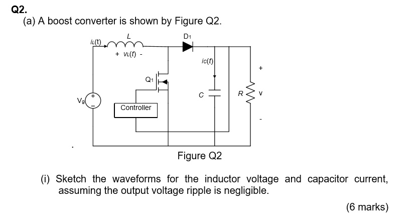 SOLVED: Q2. (a) A boost converter is shown by Figure Q2 L(t) ic(t ...