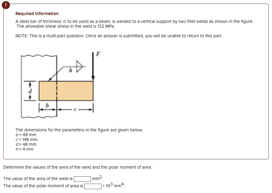 Required Information A steel bar of thickness h, to be used as a beam ...