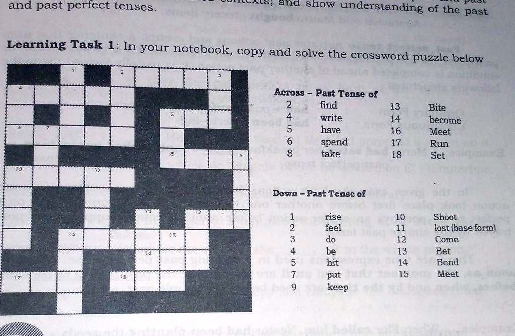 learning task 1 in your notebook copy and solve the crossword puzzle belowneed ko po answerty ...