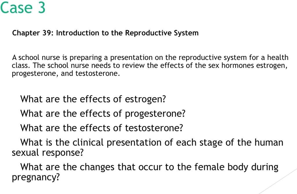 SOLVED: 'A school nurse is preparing a presentation on the reproductive ...