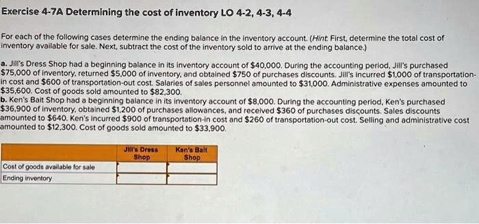 Exercise 4-7A: Determining the Cost of Inventory (LO 4-2, 4-3, 4-4) For ...