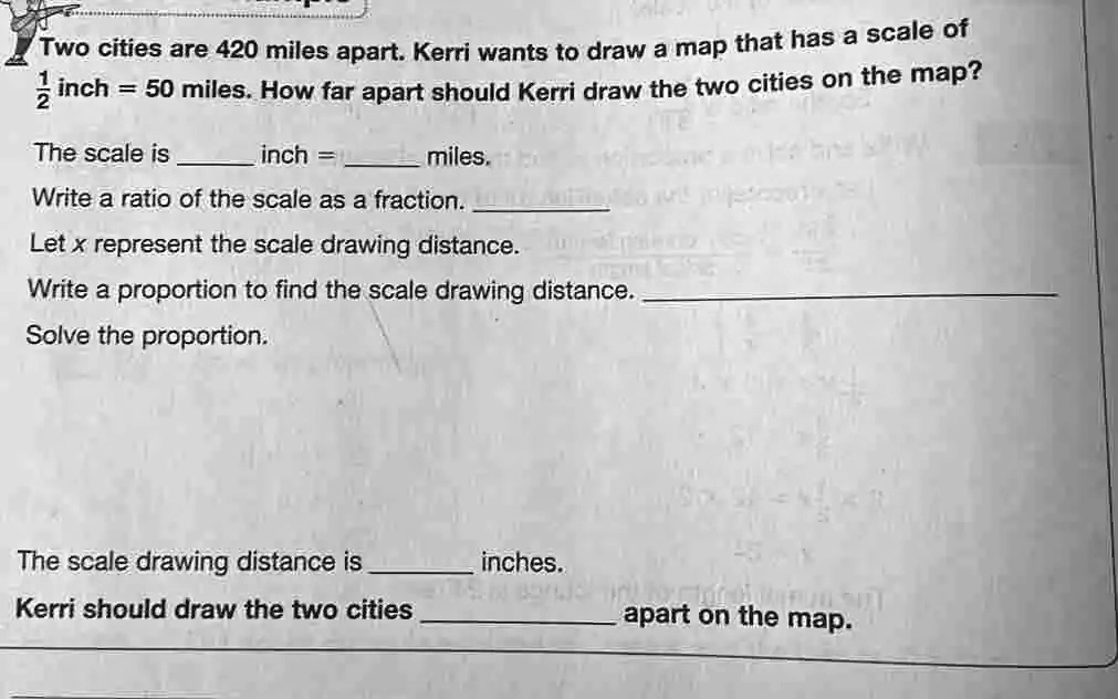SOLVED: Two cities are 420 miles apart: Kerri wants to draw a map that ...